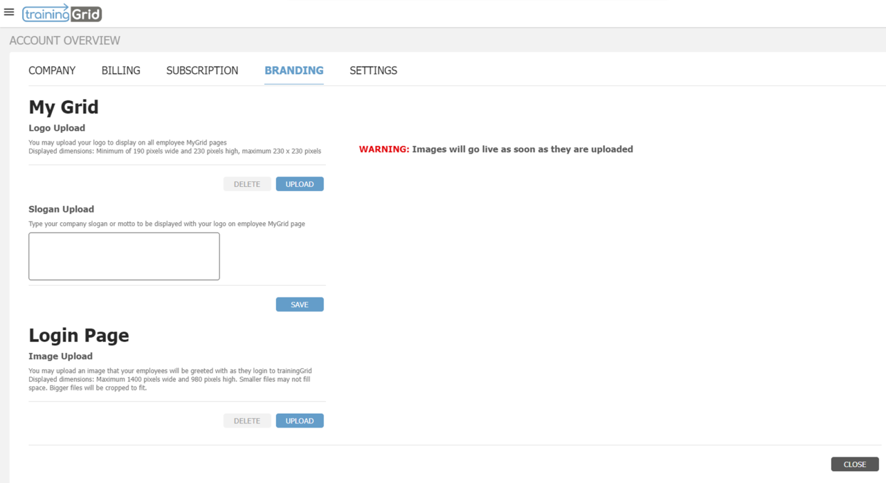 trainingGrid 18.1 Release Notes | Branding